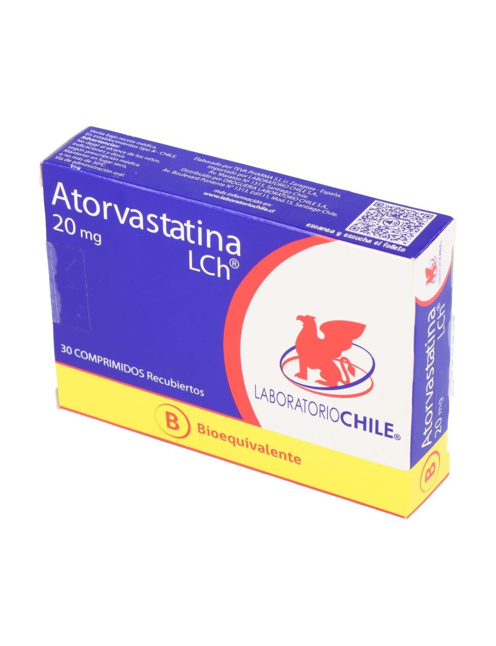 Precio Atorvastatina 20 mg 30 comprimidos chile | Farmalisto CL