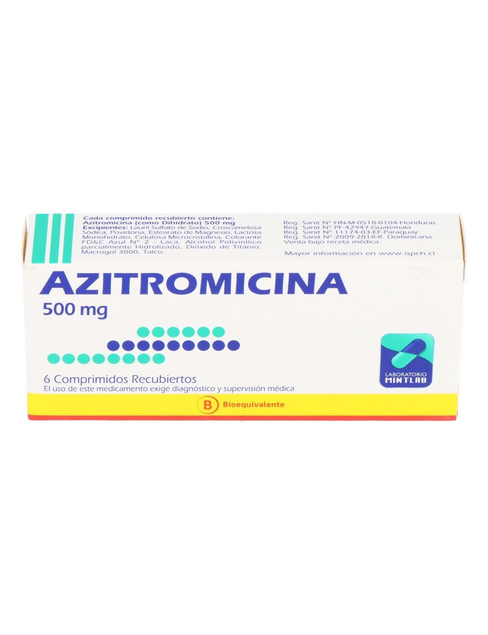 AZITROMICINA 500 MG 6 COMPRIMIDOS RECUBIERTOS BIOEQUIVALENTE MINTLAB