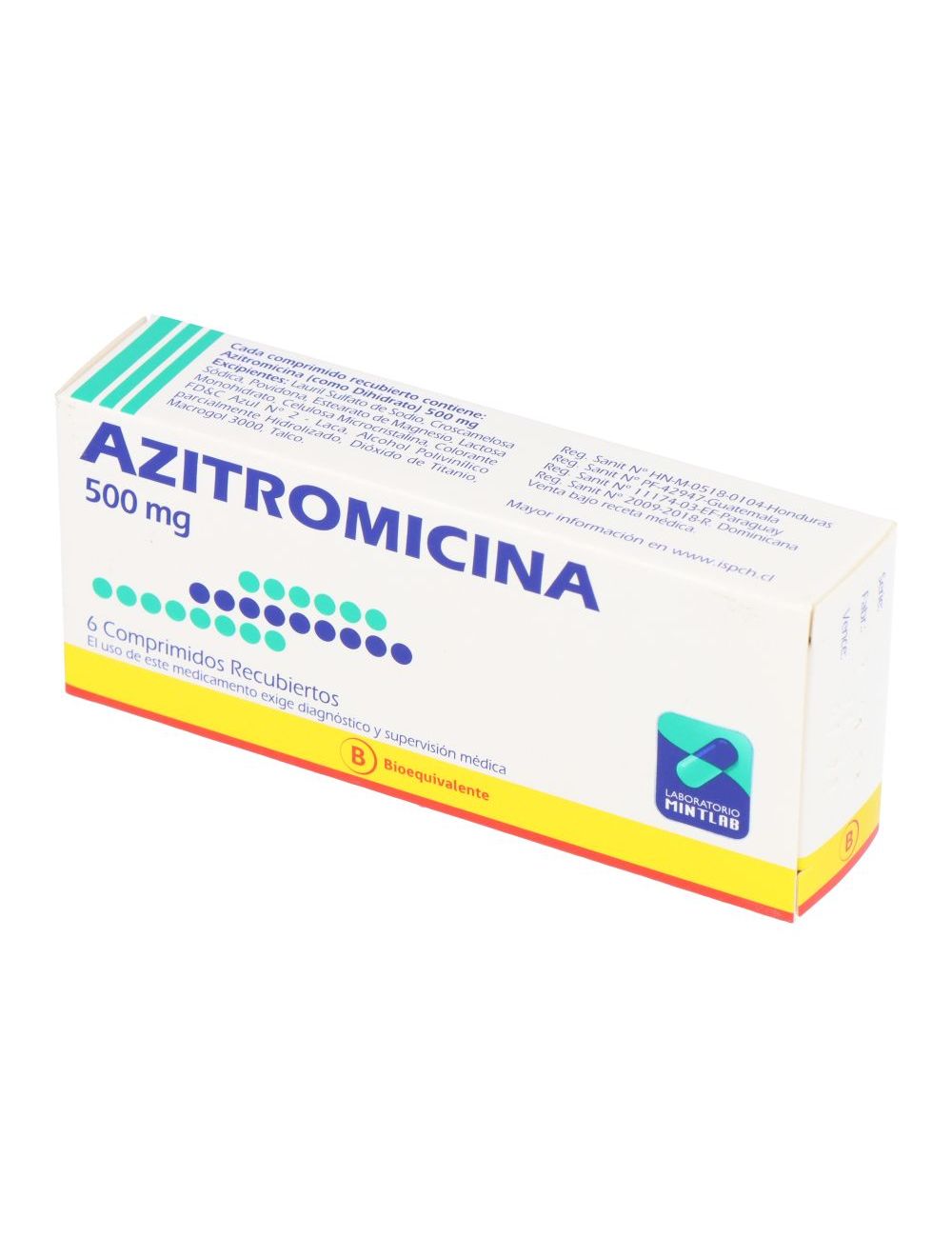 AZITROMICINA 500 MG 6 COMPRIMIDOS RECUBIERTOS BIOEQUIVALENTE LABORATORIO CHILE
