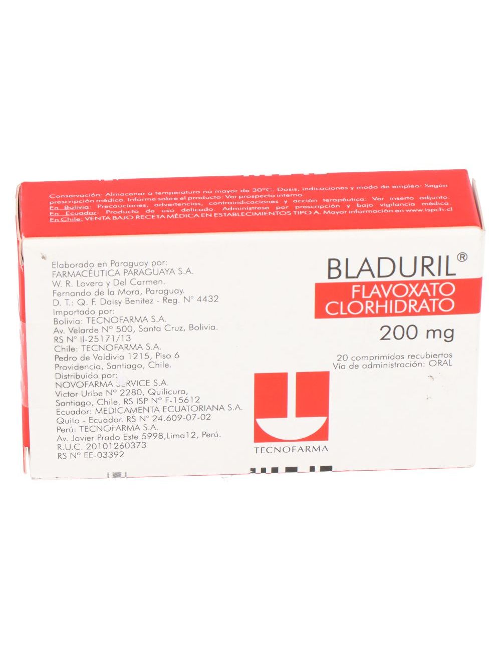 Precio Bladuril Flavoxato 200 mg 20 Comprimidos | Farmalisto CL