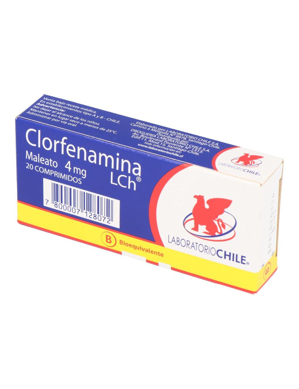 Precio Clorfenamina 20 Comprimidos 4 mg | Farmalisto CL