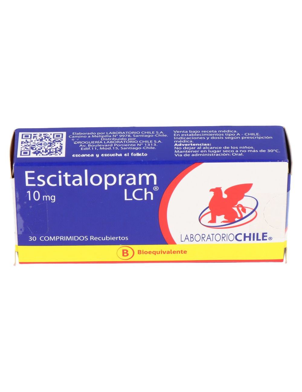 Precio Escitalopram 10 mg 30 Comprimidos | Farmalisto CL