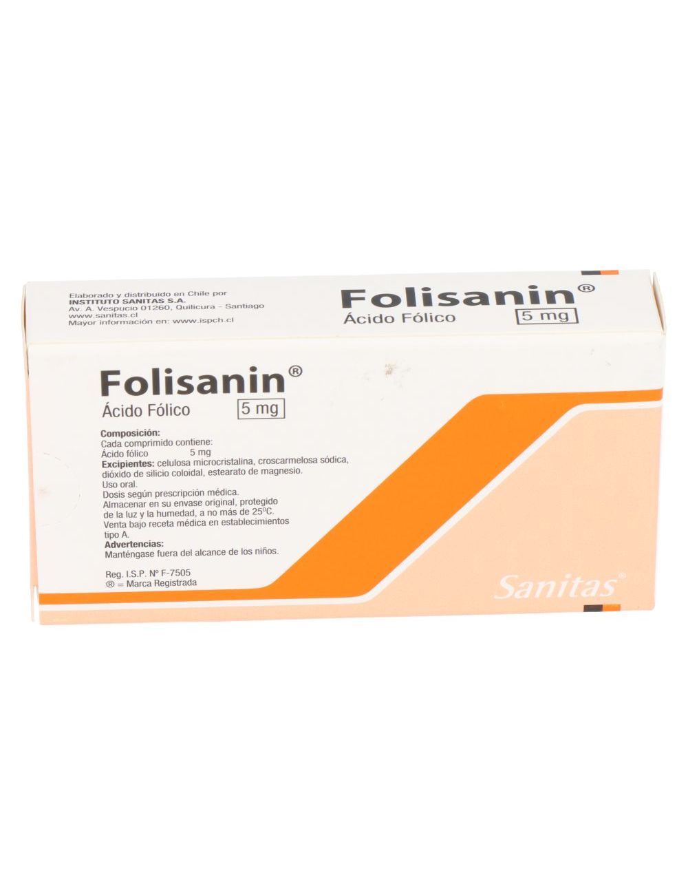 Precio Folisanin 5 mg 30 Comprimidos | Farmalisto CL