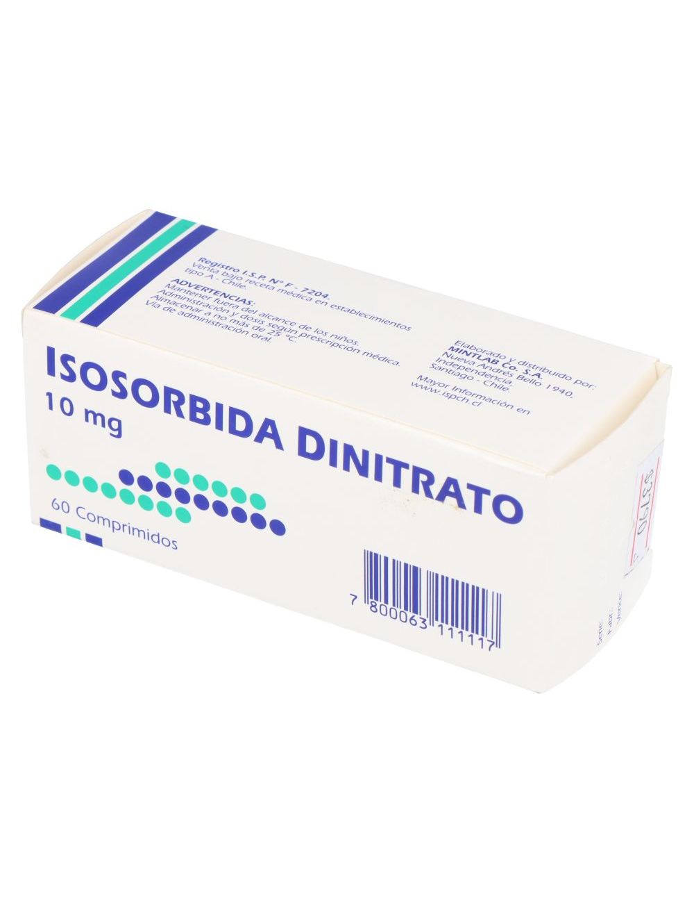 Precio Isosorbida Dinitrato 10 mg 60 Comprimidos | Farmalisto CL