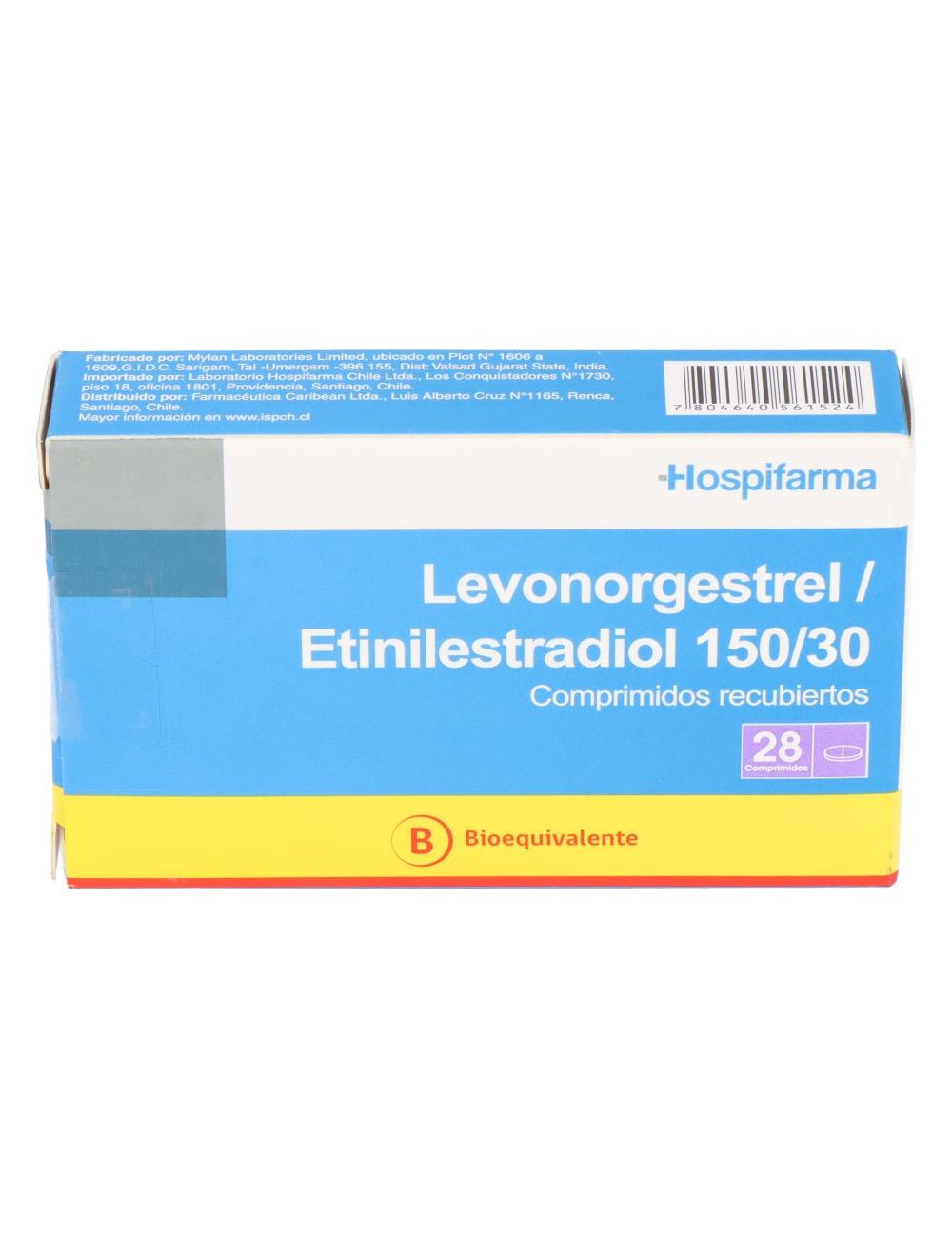 LEVONORGESTREL ETINILESTRADIOL 150/30 MCG 28 COMPRIMIDOS BIOEQUIVALENTE ...