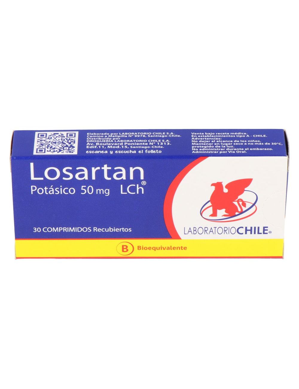 LOSARTAN POTASICO 50MG 30 COMPRIMIDOS RECUBIERTOS BIOEQUIVALENTE ...