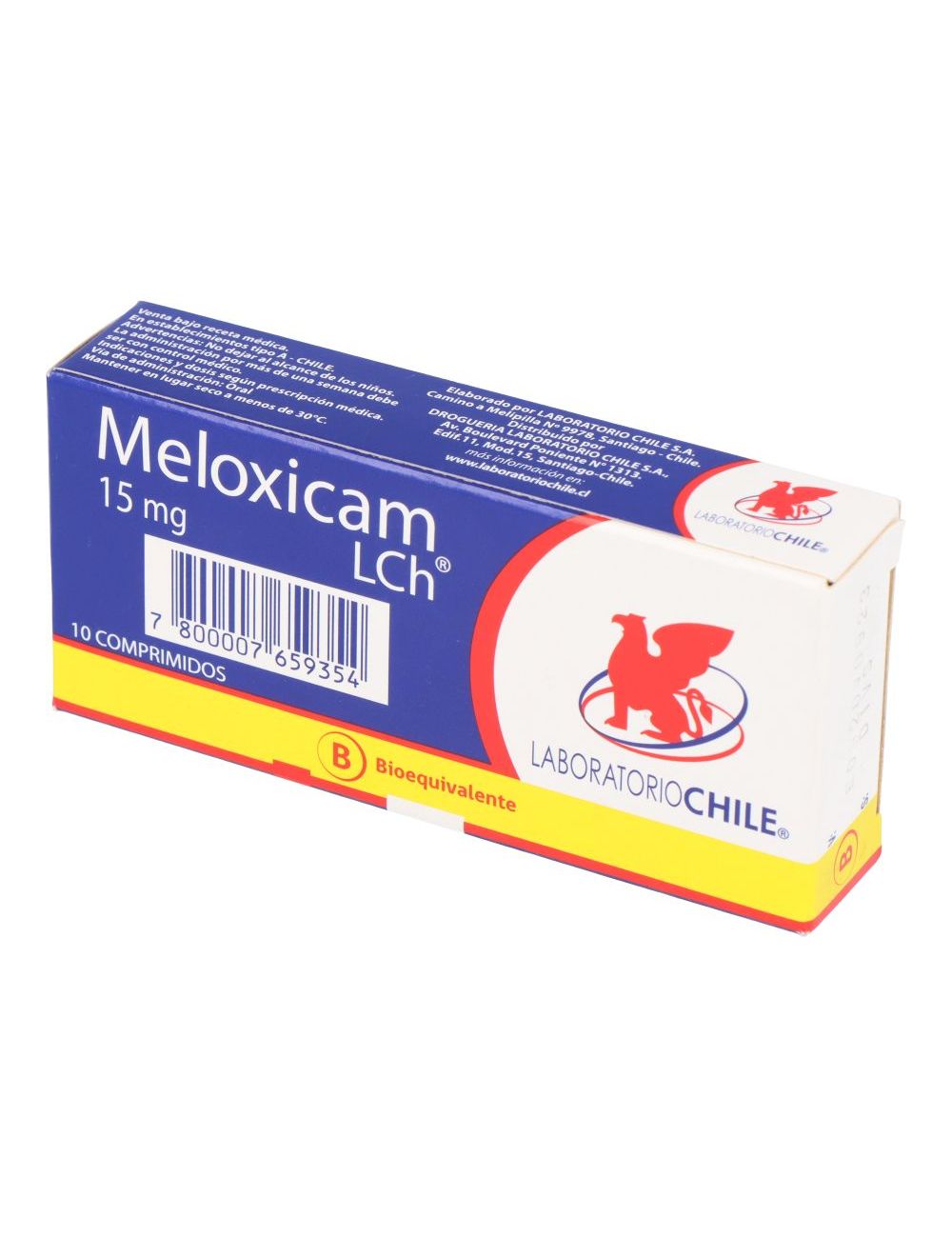 MELOXICAM 15 MG 10 COMPRIMIDOS BIOEQUIVALENTE LABORATORIO CHILE