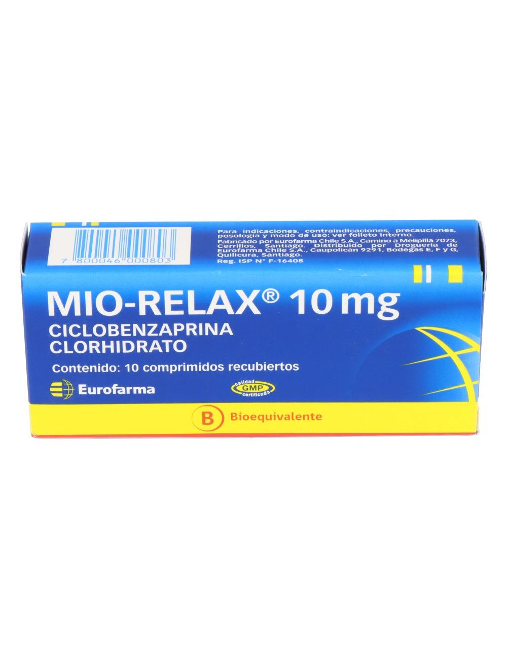 CICLOBENZAPRINA CLORHIDRATO MIO-RELAX 10MG 10 COMPRIMIDOS RECUBIERTOS ...