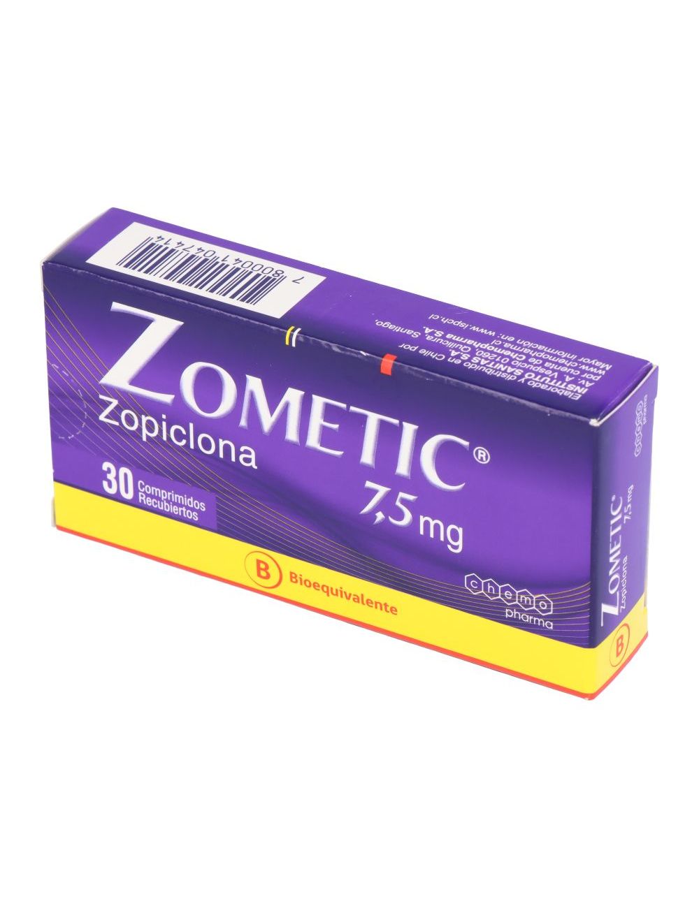 Precio Zopiclona Zometic 7.5 mg 30 Comprimidos | Farmalisto CL