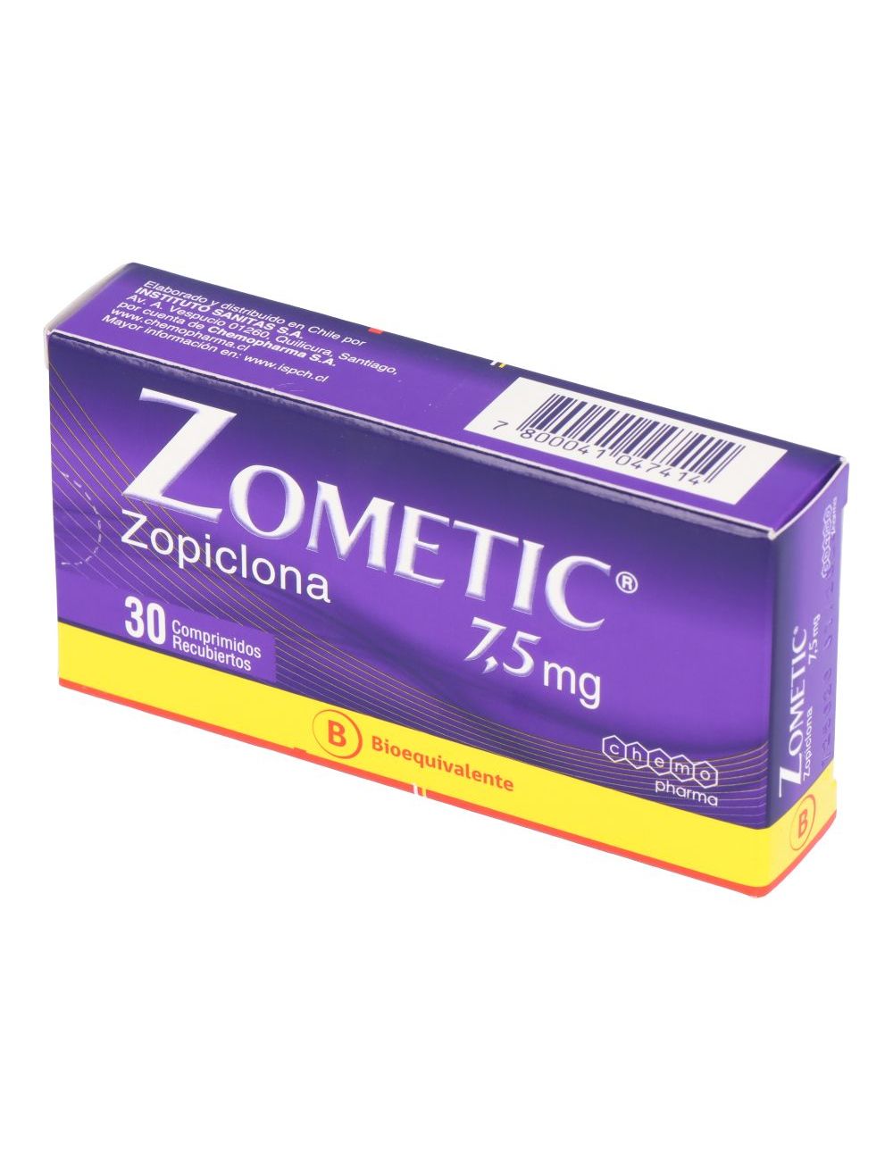 Precio Zopiclona Zometic 7.5 mg 30 Comprimidos | Farmalisto CL