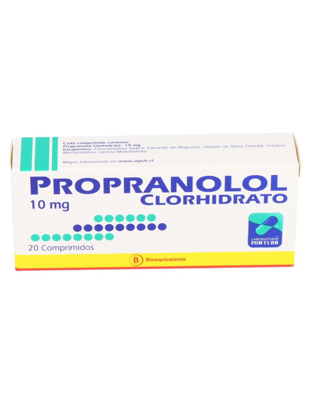 Precio Propranolol Clorhidrato 10 mg 20 Comprimidos | Farmalisto CL