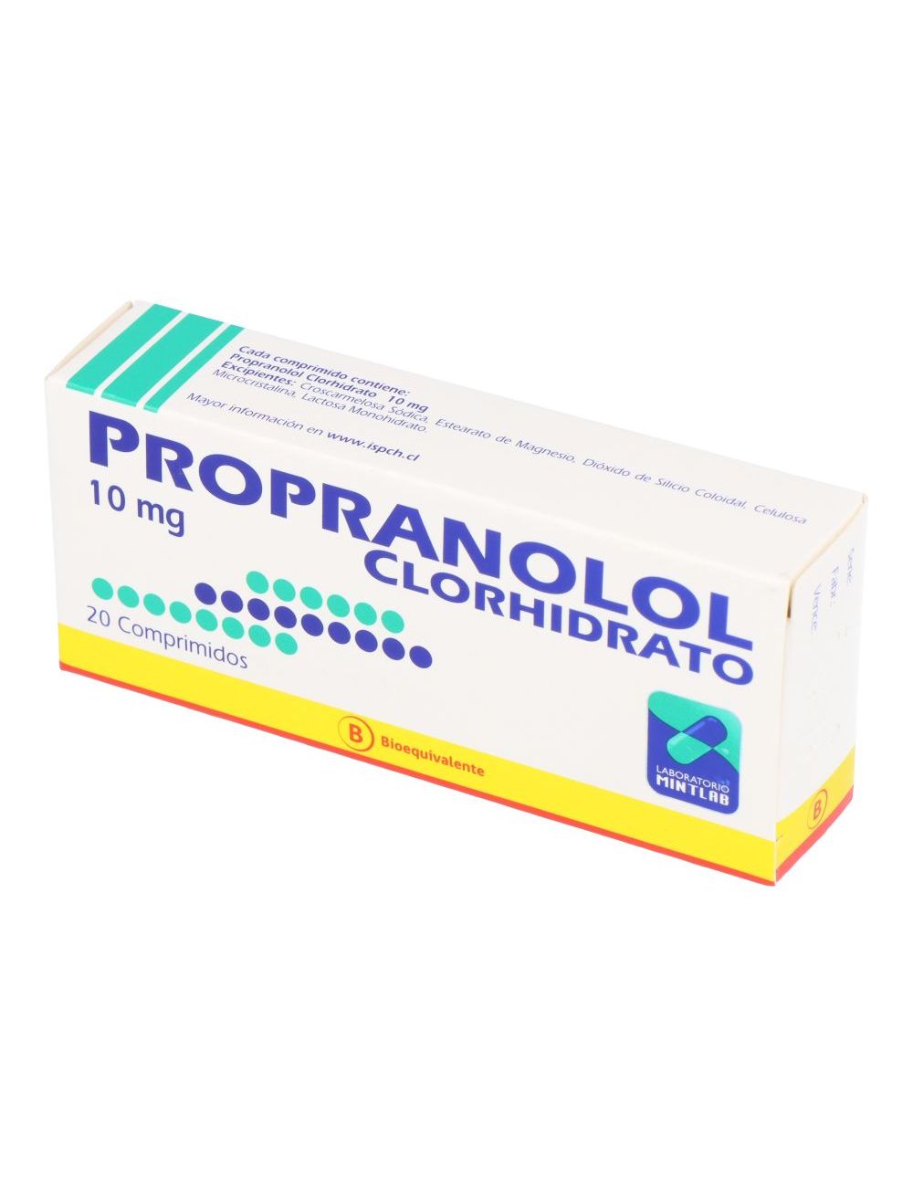 PROPRANOLOL CLORHIDRATO 10MG 20 COMPRIMIDOS BIOEQUIVALENTE MINTLAB