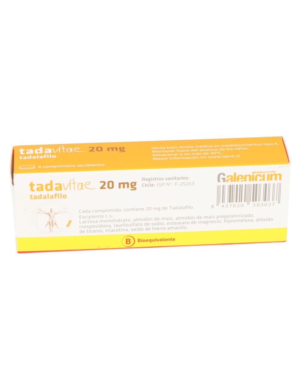 Precio Tadavitae 20 mg 4 Comprimidos | Farmalisto CL