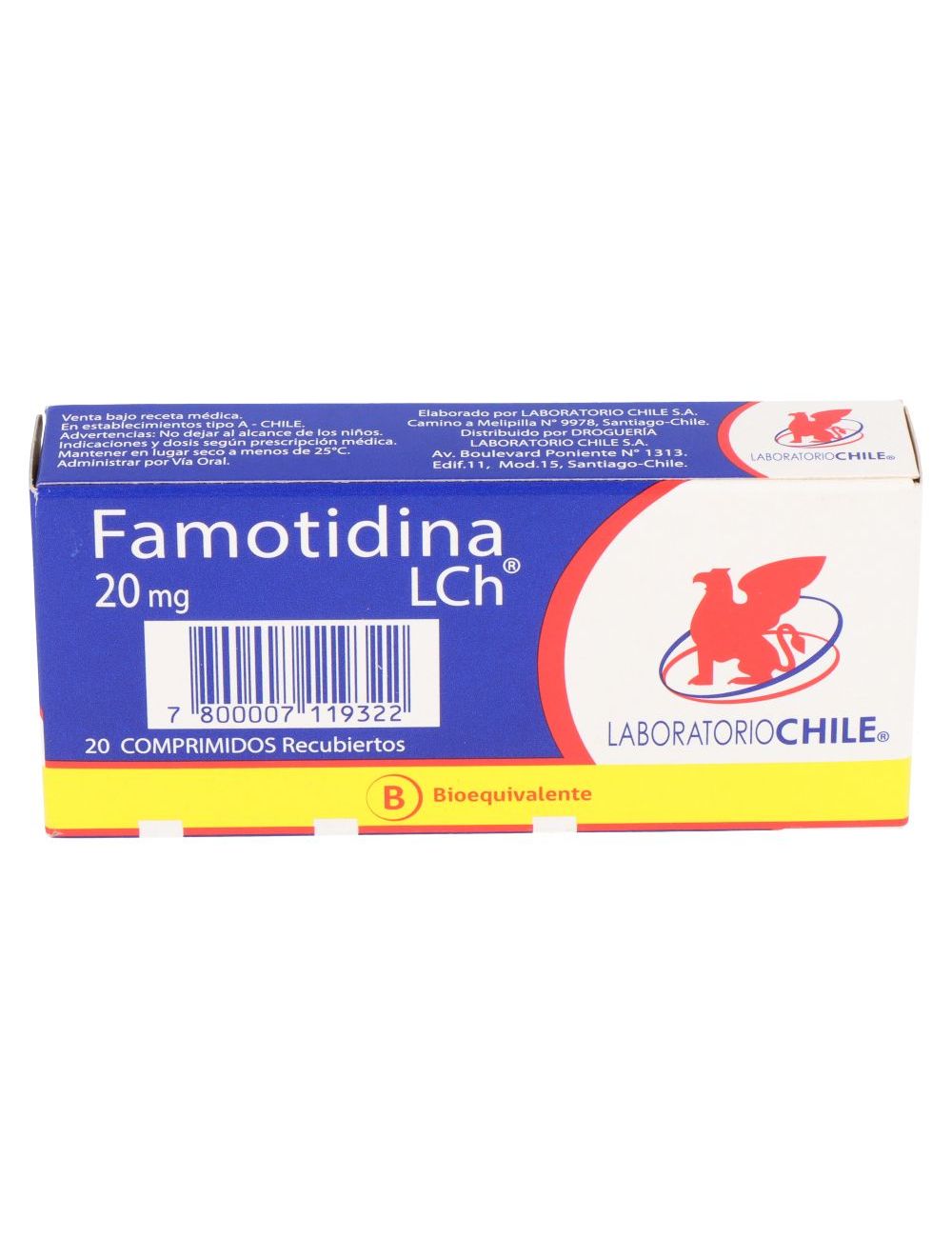 Precio Famotidina 20 mg 20 Comprimidos | Farmalisto CL