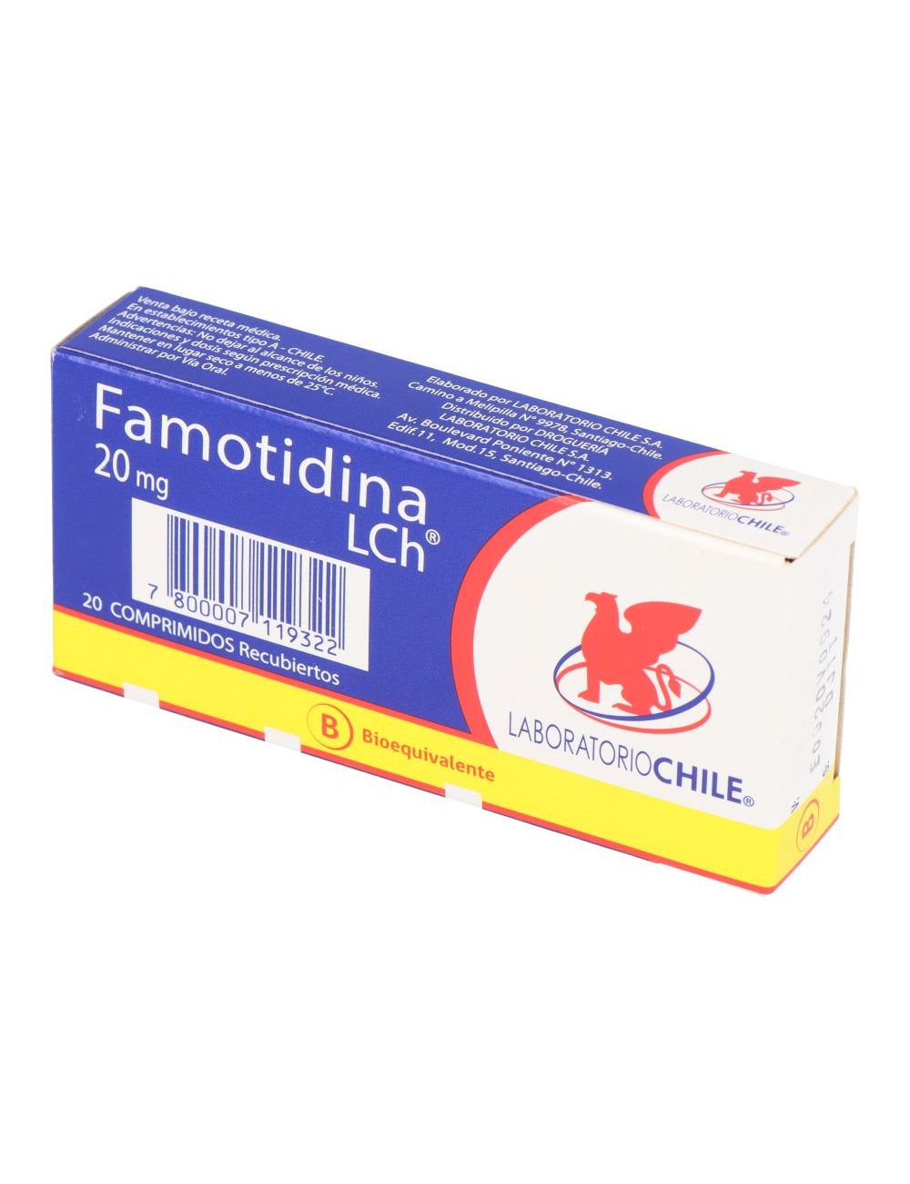 Precio Famotidina 20 mg 20 Comprimidos | Farmalisto CL