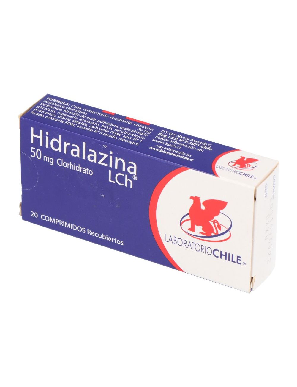 HIDRALAZINA 50 MG 20 COMPRIMIDOS LABORATORIO CHILE