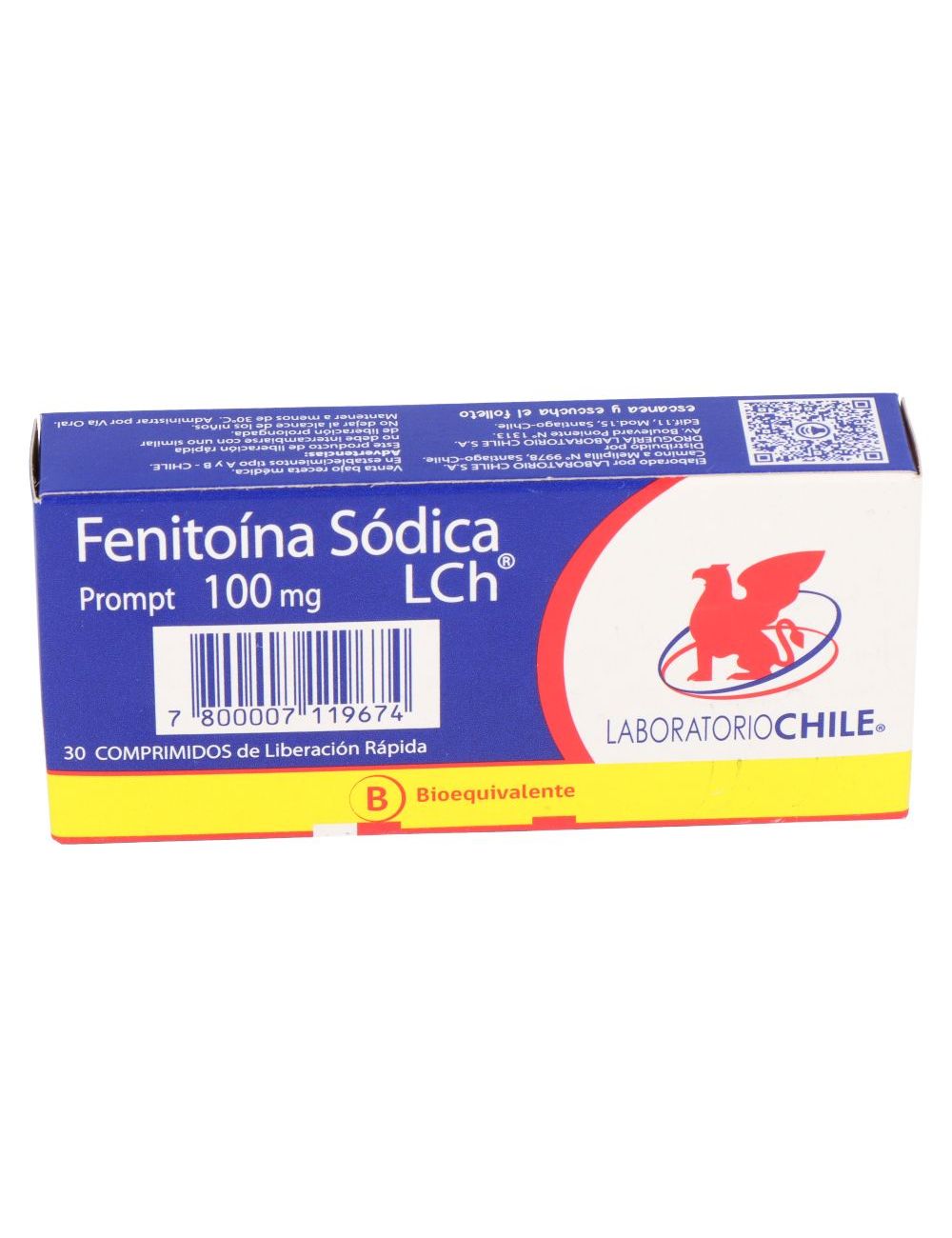 Precio Fenitoina Sódica 100 mg 30 Comprimidos | Farmalisto CL