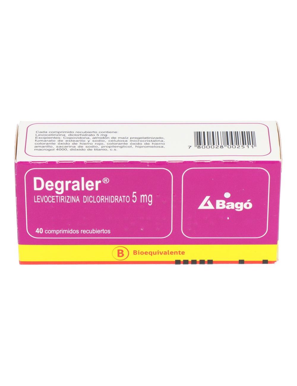 LEVOCETIRIZINA DICLORHIDRATO DEGRALER 5 MG 40 COMPRIMIDOS RECUBIERTOS ...