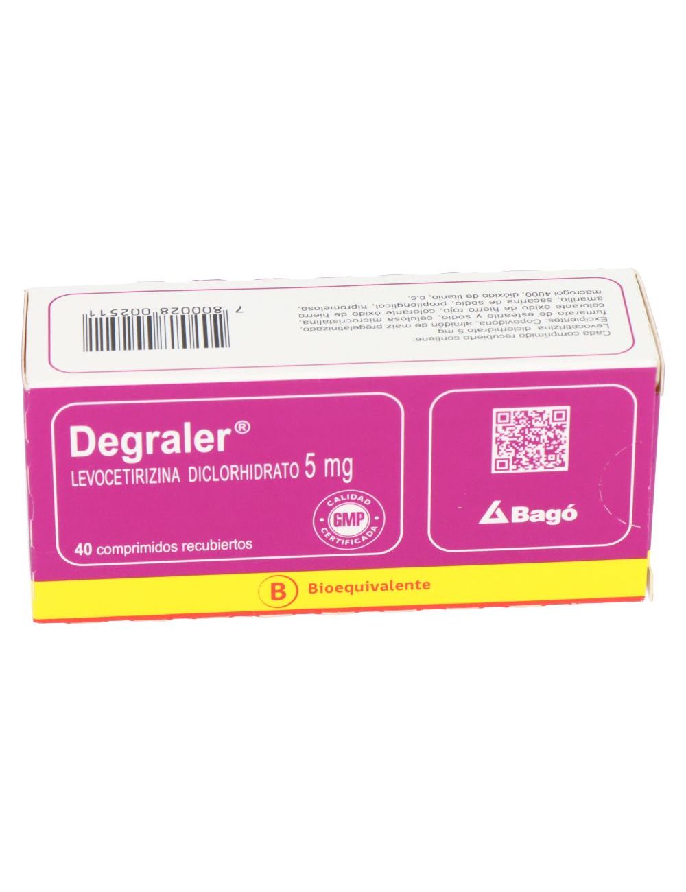 LEVOCETIRIZINA DICLORHIDRATO DEGRALER 5 MG 40 COMPRIMIDOS RECUBIERTOS ...