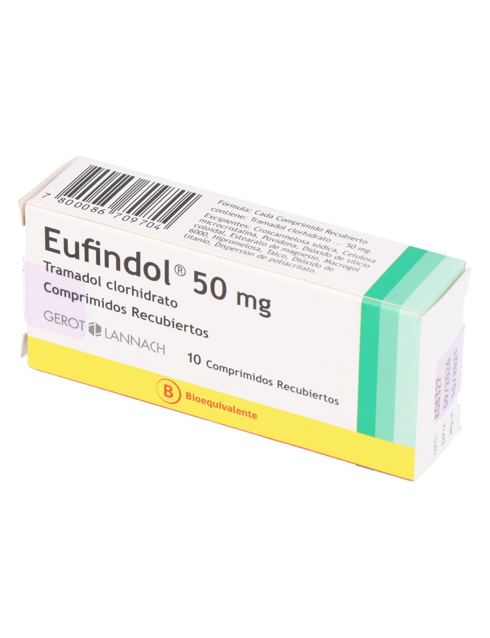 TRAMADOL EUFINDOL 50 MG 10 COMPRIMIDOS RECUBIERTOS BIOEQUIVALENTE GEROT ...