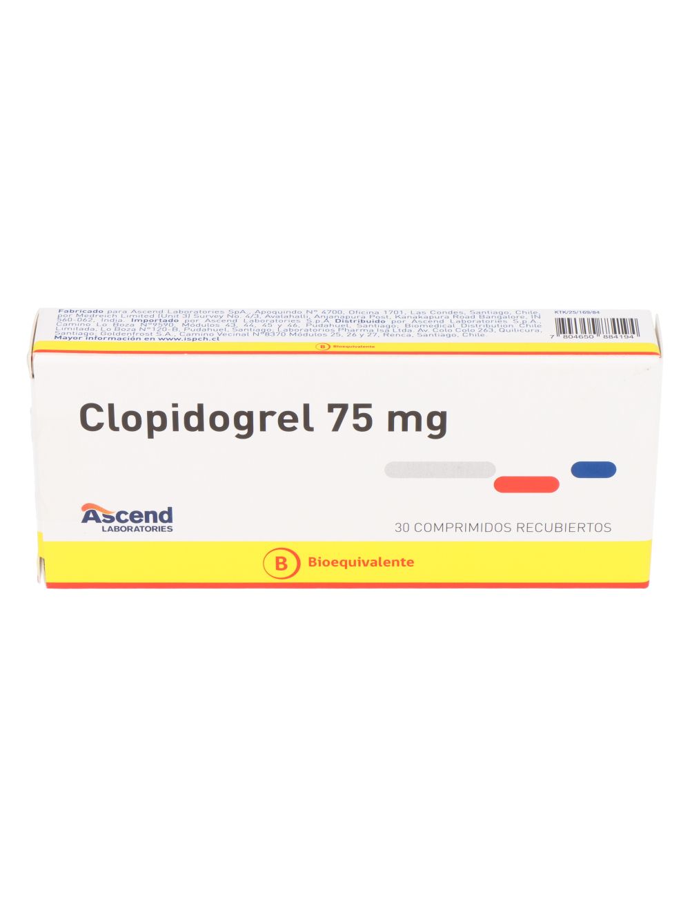 Precio Clopidogrel 75 mg 30 Comprimidos | Farmalisto CL