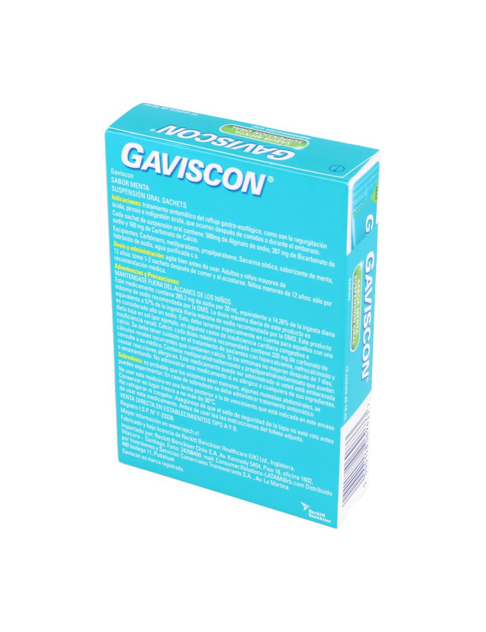 GAVISCON SABOR MENTA SUSPENCION ORAL 12 SACHET 10ML LAB.RECKITT10ML