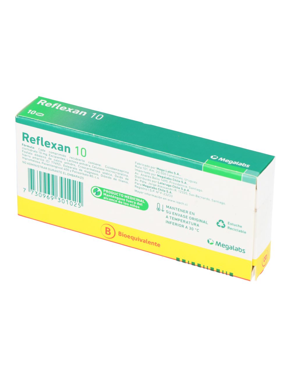 REFLEXAN 10MG. CICLOBENZAPRINA 10 COMPRIMIDOS RECUBIERTOS ...