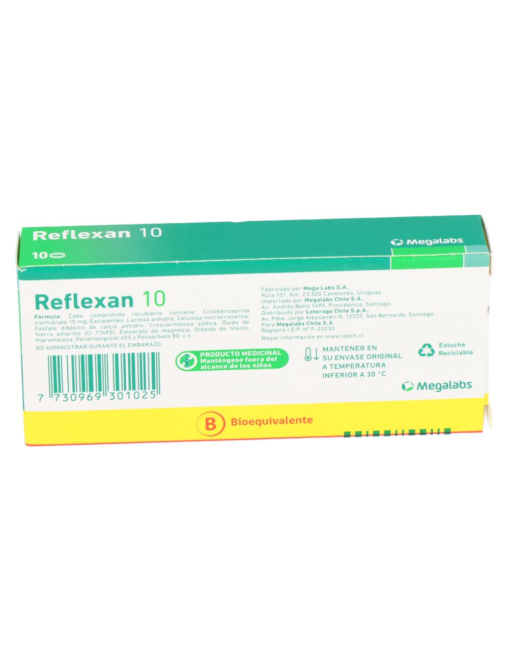 REFLEXAN 10MG. CICLOBENZAPRINA 10 COMPRIMIDOS RECUBIERTOS ...