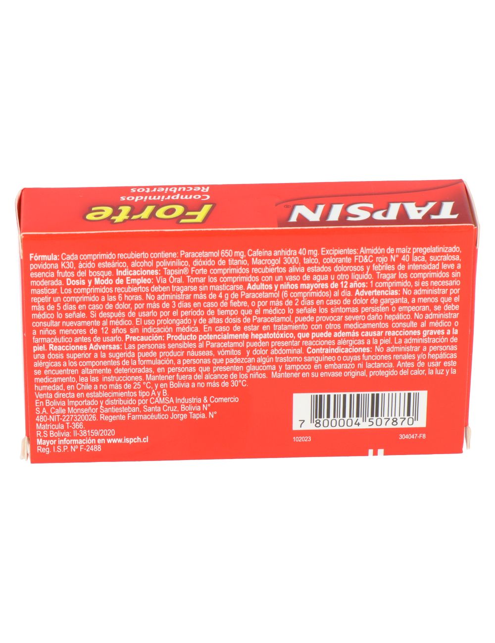 TAPSIN FORTE 20 COMPRIMIDOS RECUBIERTOS CON SABOR A FRUTOS DEL BOSQUE MAVER