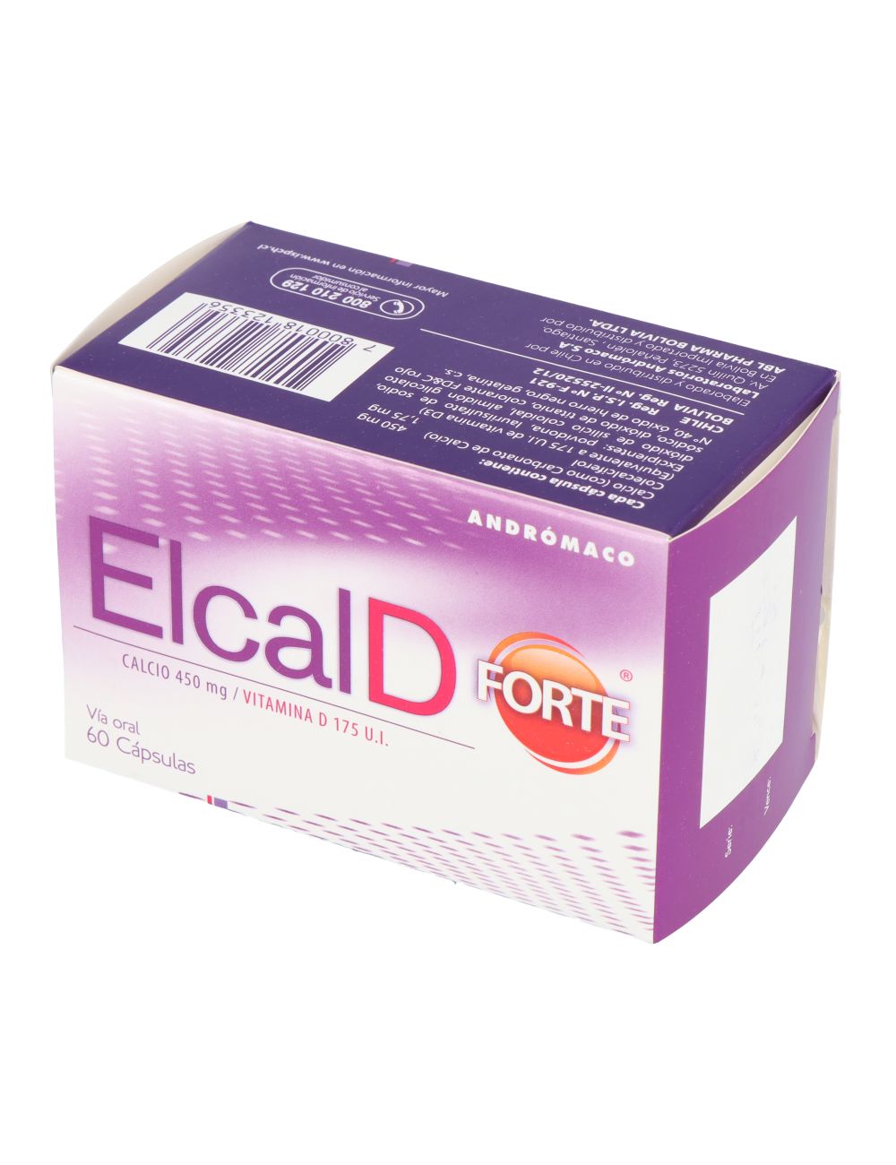 ELCAL D FORTE CALCIO 450MG / VITAMINA D 175U.I. 60 CAPSULAS LAB. ANDROMACO