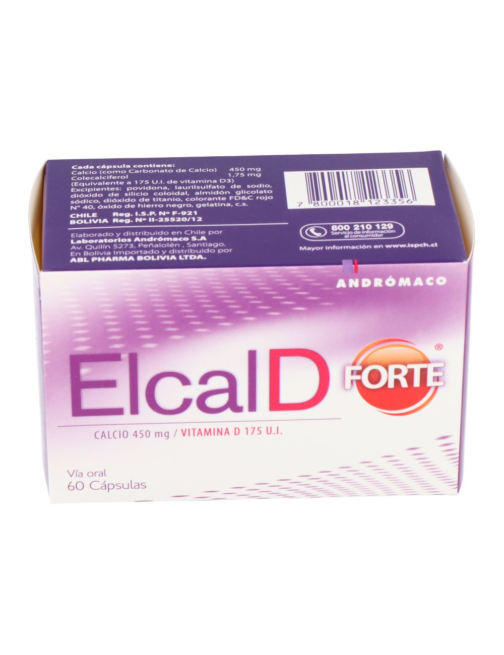 ELCAL D FORTE CALCIO 450MG / VITAMINA D 175U.I. 60 CAPSULAS LAB. ANDROMACO