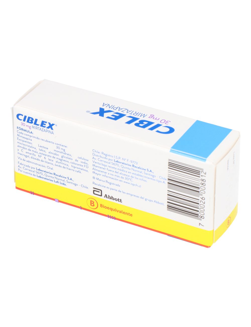 CIBLEX 30MG (MIRTAZAPINA) X 30 COMPRIMIDOS BIOEQUIVALENTE LABORATORIO ...