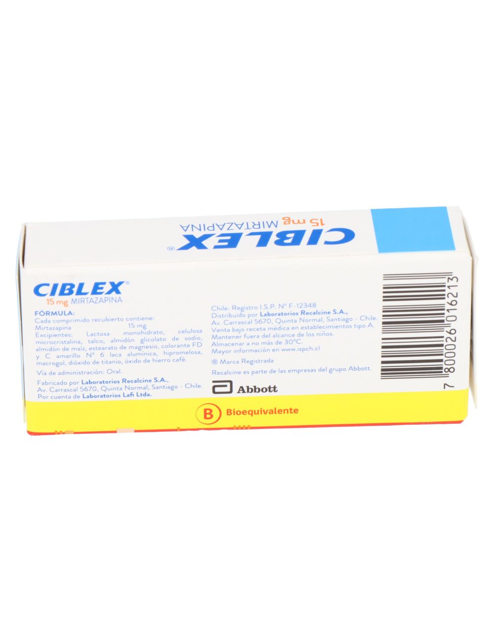 CIBLEX 15MG X 30 COMPRIMIDOS (MIRTAZAPINA) BIOEQUIVALENTE LABORATORIO ...
