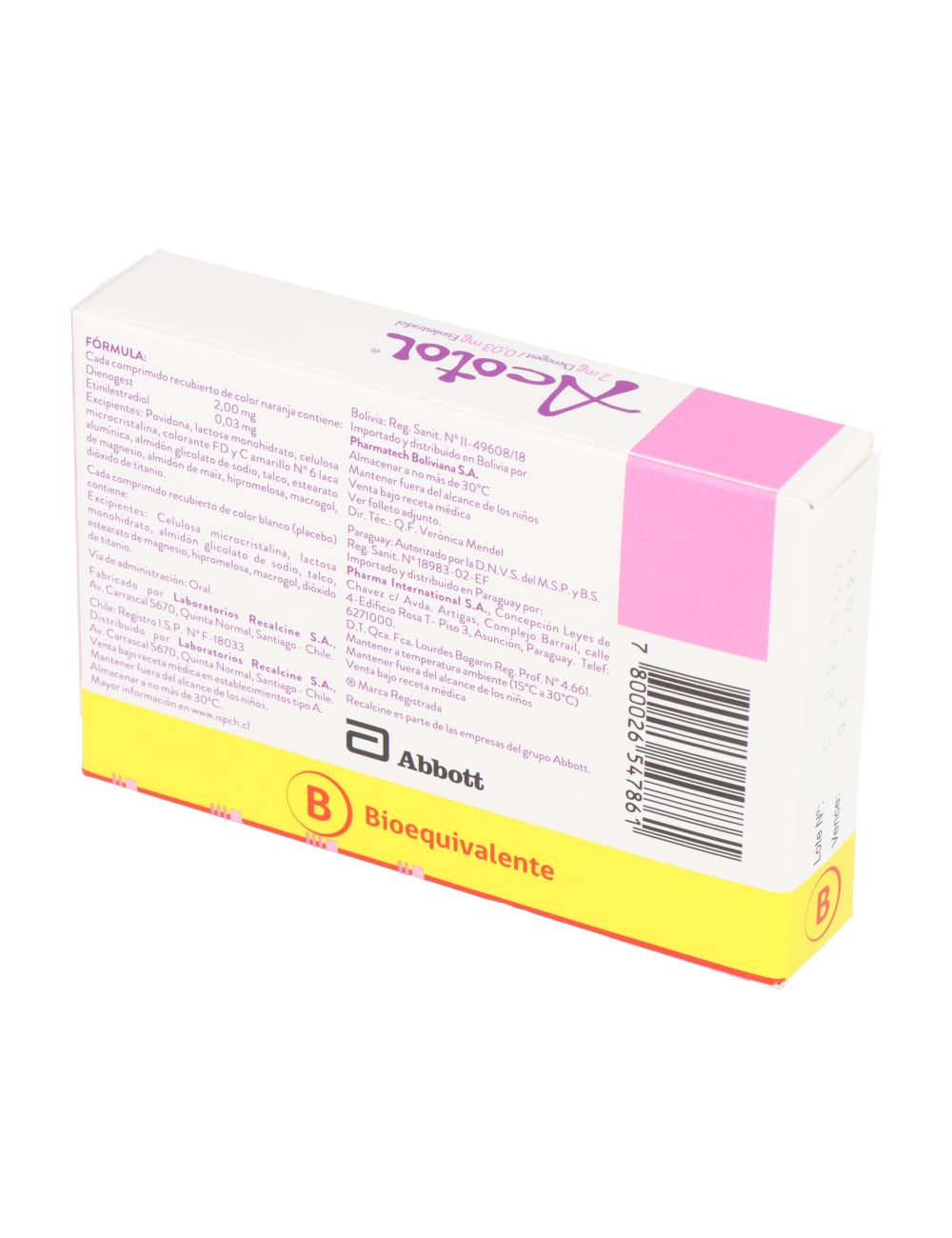 ACOTOL DIENOGEST 2 MG/ ETINILESTRADIOL 0.03 MG 28 COMPRIMIDOS ...