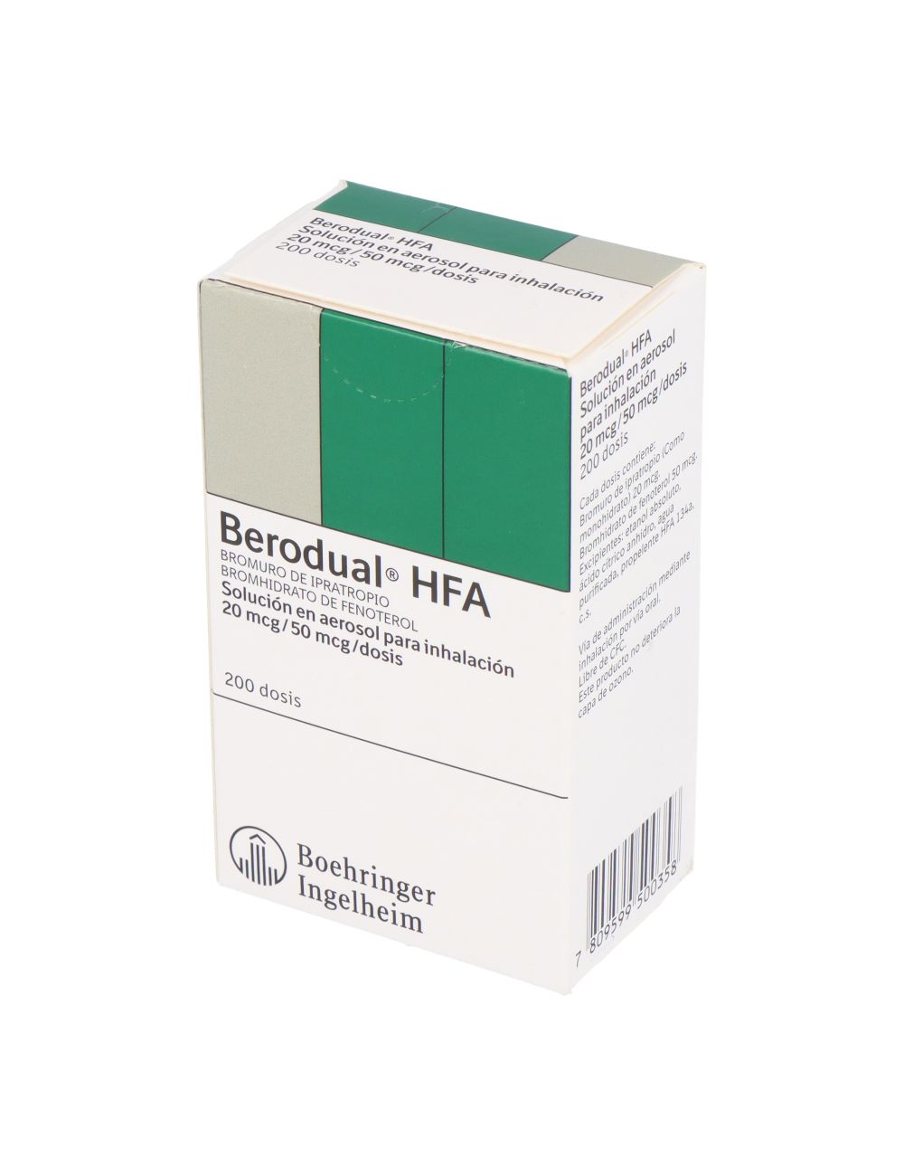 BERODUAL BROMURO IPRATROPIO/ FENOTEROL 20/50 MCG HFA AEROSOL INHALACION ...