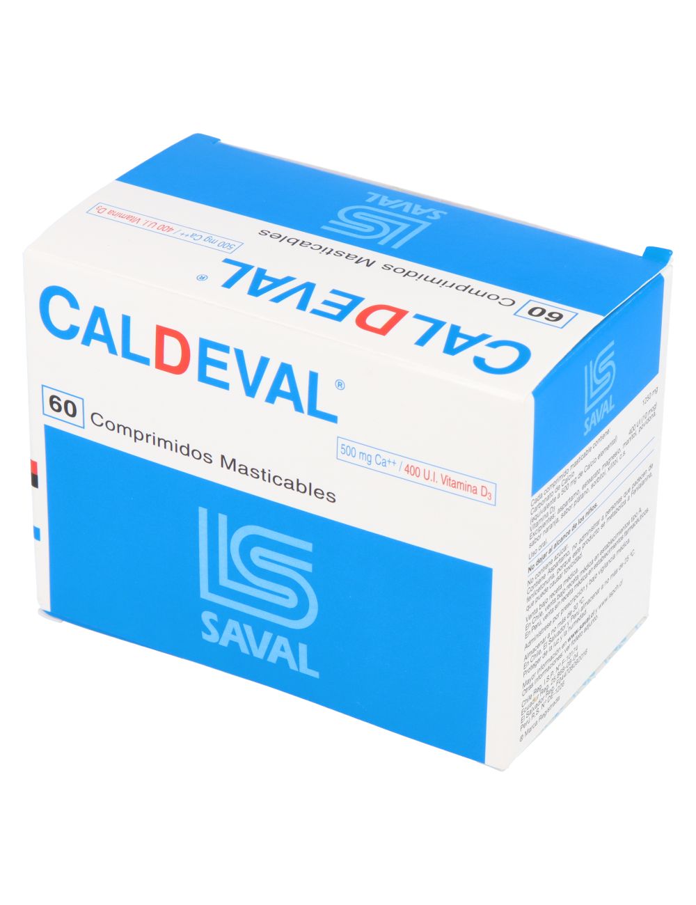 CALDEVAL CALCIO 500 mg Vitamina D3 400 UI 60 Comprimidos Masticables ...