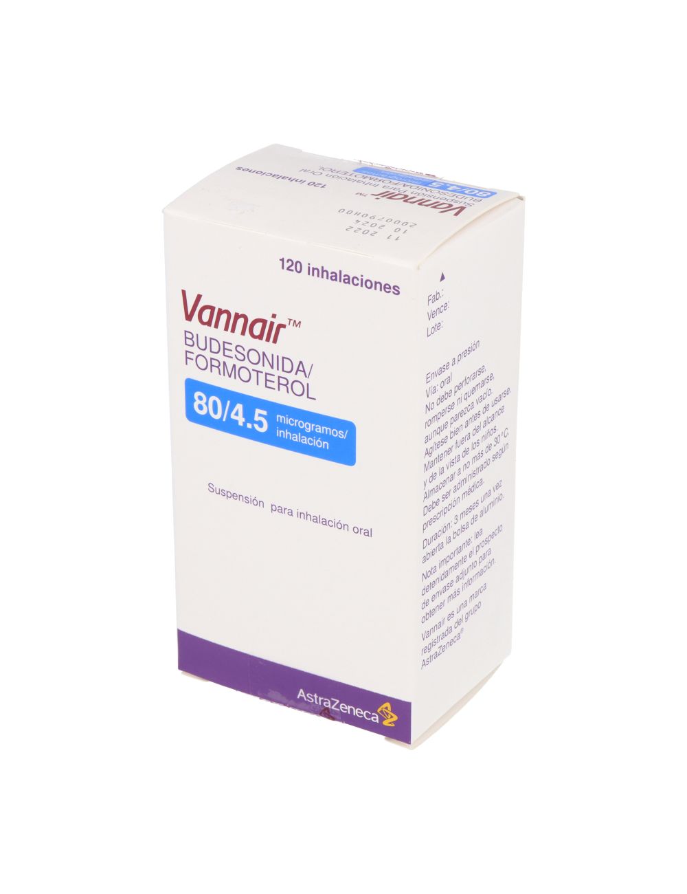 VANNAIR BUDESONIDA FORMOTEROL 80/4.5 MCG 120 INHALACIONES ASTRAZENECA ...