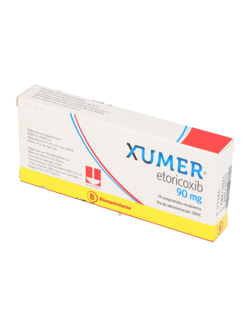XUMER 90 MG. ETORICOXIB 14 COMPRIMIDOS RECUBIERTOS BIOEQUIVALENTE LAB ...