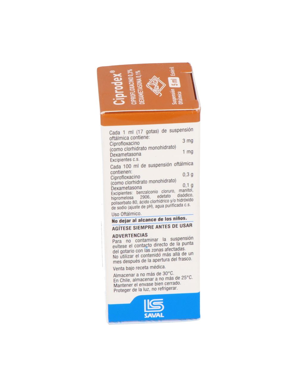 CIPRODEX CIPROFLOXACINO 0.3% DEXAMETASONA 0.1% SUSPENSION OFTALMICA 5ML ...