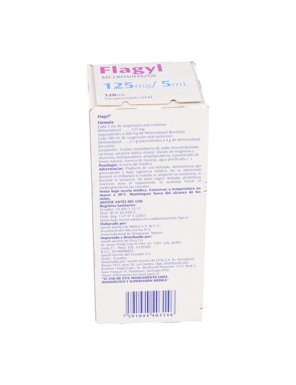 FLAGYL PEDIATRICO SUSPENSION 125MG /5 ML120M LAB. SANOFI - AVENTIS