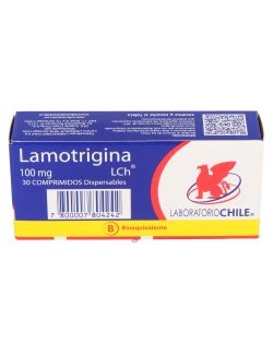 LAMOTRIGINA 100MG. CAJA 30 COMPRIMIDOS BIOEQUIVALENTE LABORATORIO CHILE