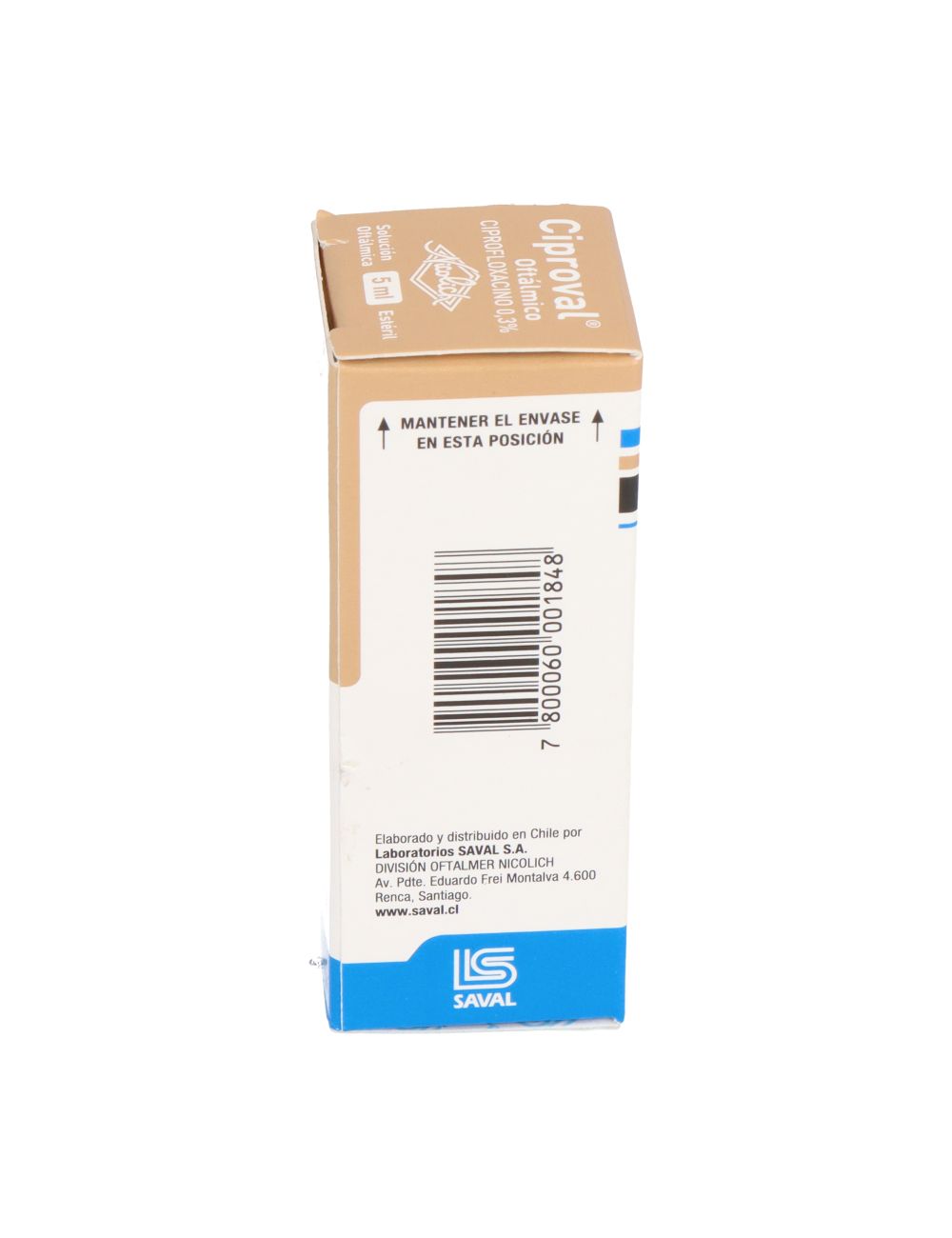 CIPROVAL CIPROFLOXACINO 0.3 % SOLUCION OFTALMICA 5ML LAB.SAVAL CENABAST