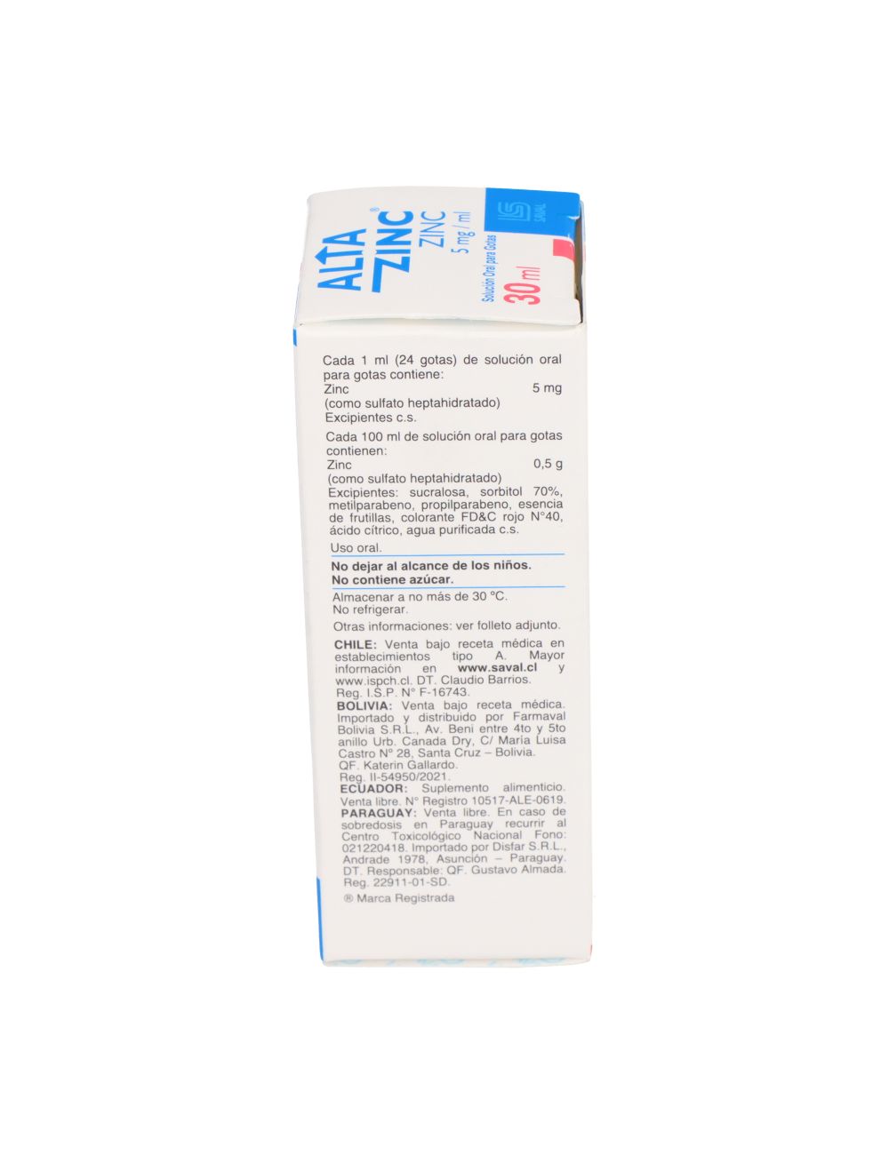 ALTA ZINC ZINC 5MG/ML 30ML SOLUCION ORAL PARA GOTAS LAB. SAVAL