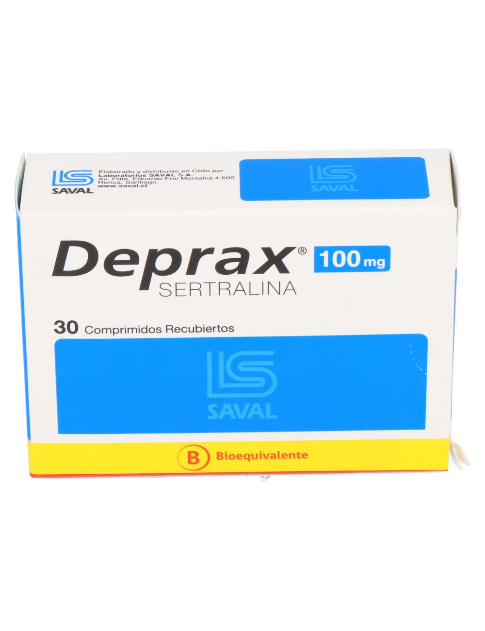 DEPRAX SERTRALINA 100MG. CAJA 30 COMPRIMIDOS RECUBIERTOS LAB. SAVAL
