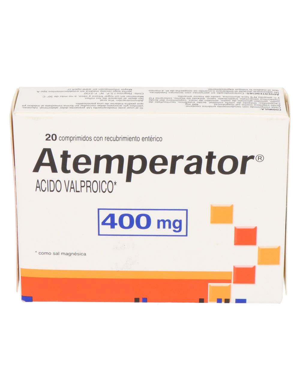 ATEMPERATOR 400MG ACIDO VALPROICO 20 COMPRIMIDOS RECUBIERTOS LAB ...