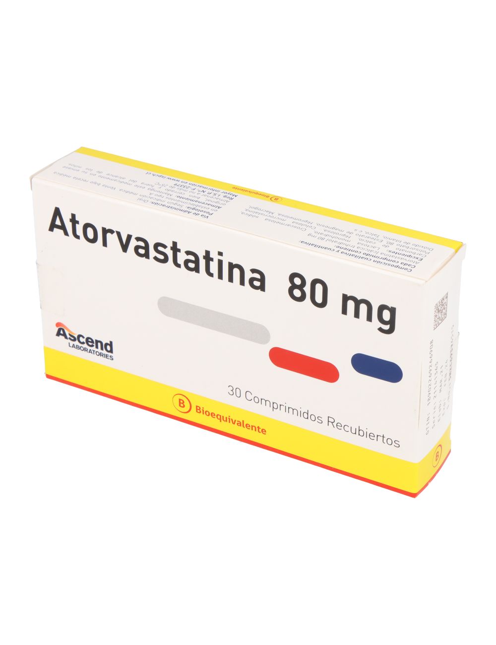ATORVASTATINA 80 MG 30 COMPRIMIDOS RECUBIERTOS BIOEQUIVALENTE LAB. ASCEND