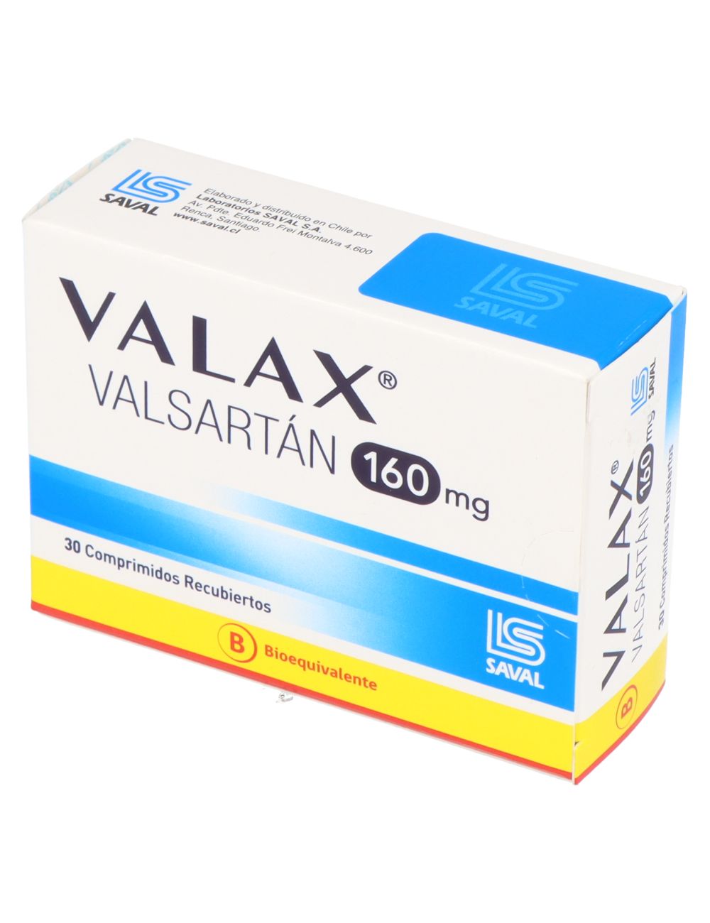 VALAX VALSARTAN 160MG 30COMPRIMIDOS RECUBIERTOS BIOEQUIVALENTE LAB. SAVAL