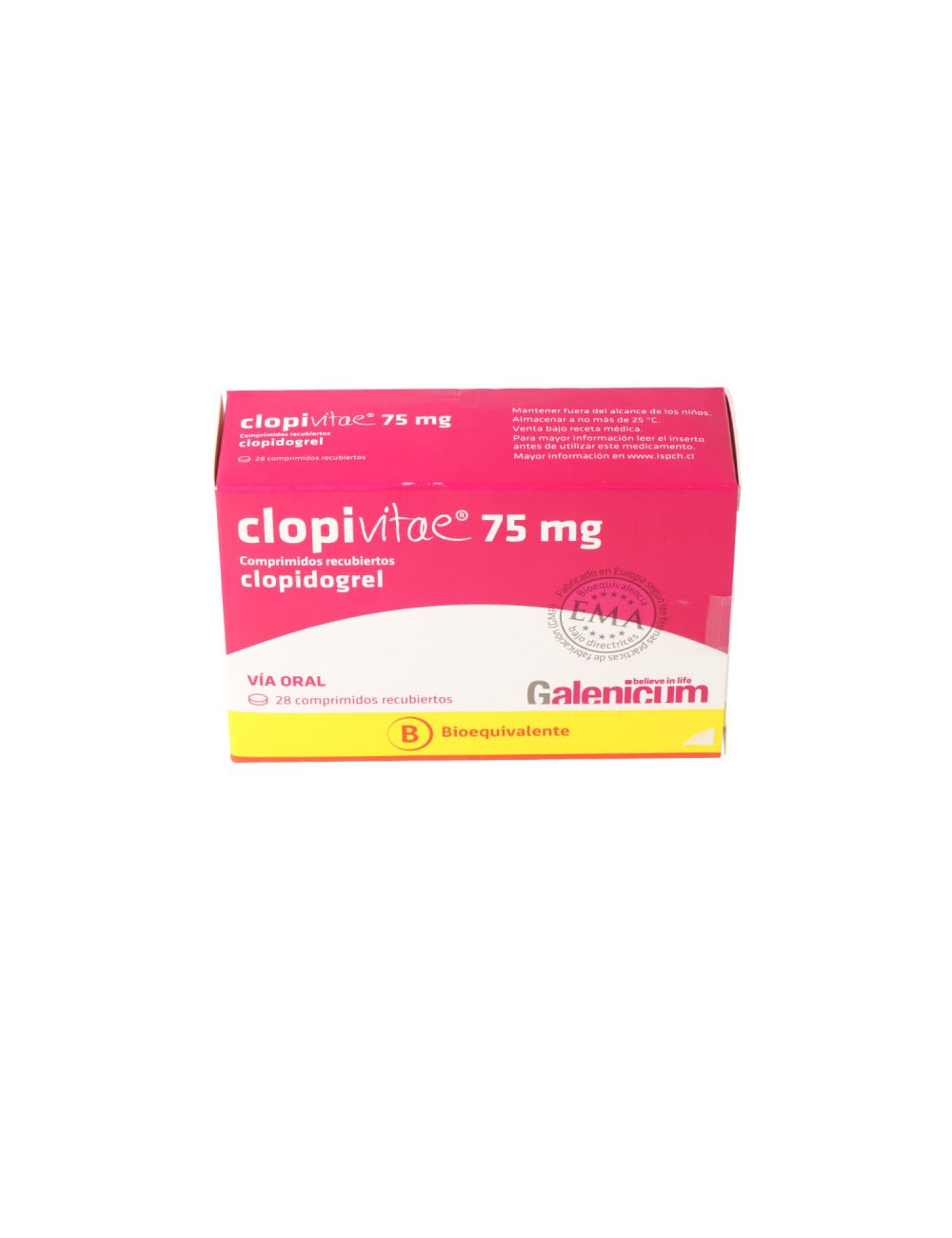 CLOPIVITAE CLOPIDOGREL 75 MG 28 COMPRIMIDOS BIOEQUIVALENTE GALENICUM ...