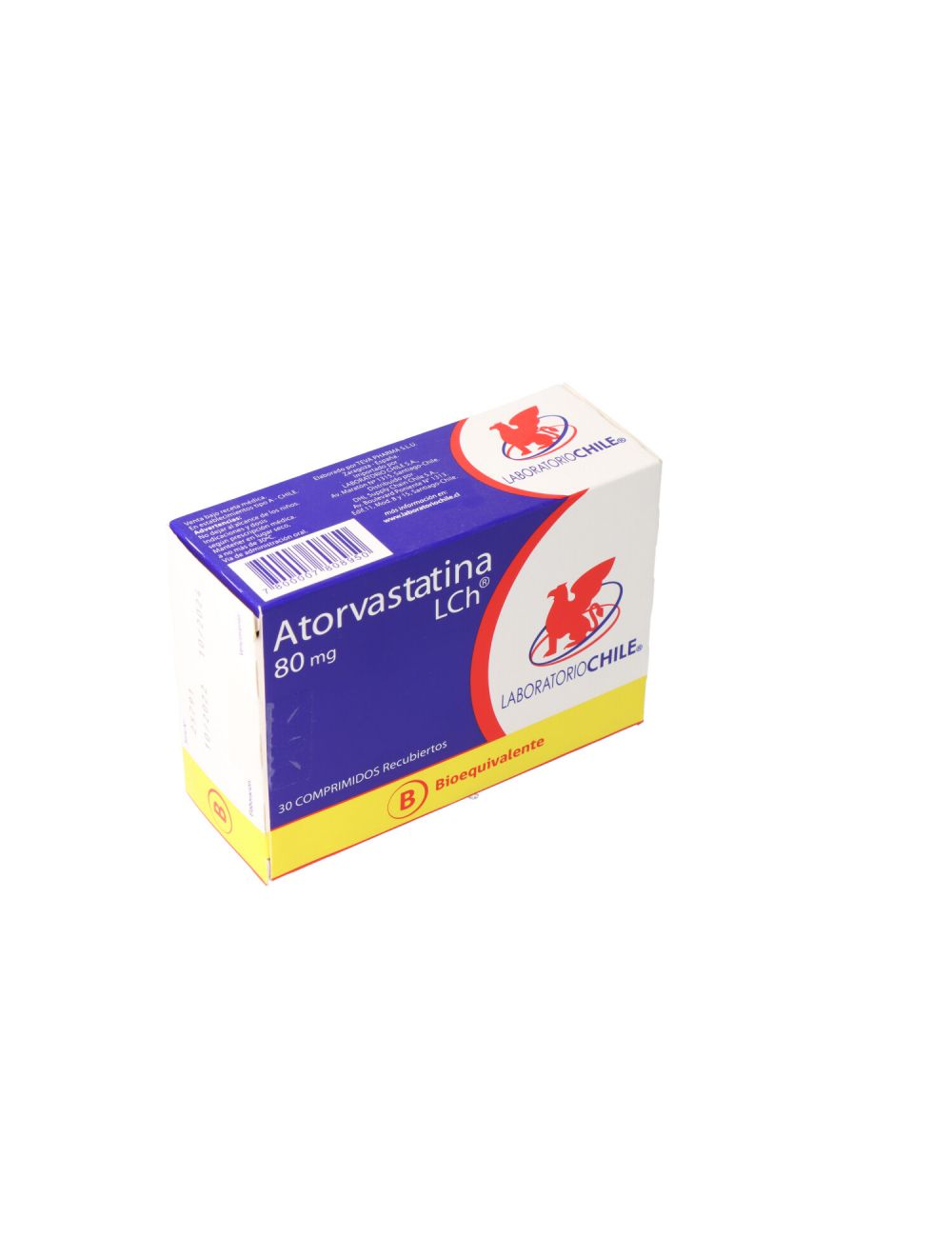 ATORVASTATINA 80 MG 30 COMPRIMIDOS BIOEQUIVALENTE LABORATORIO CHILE ...