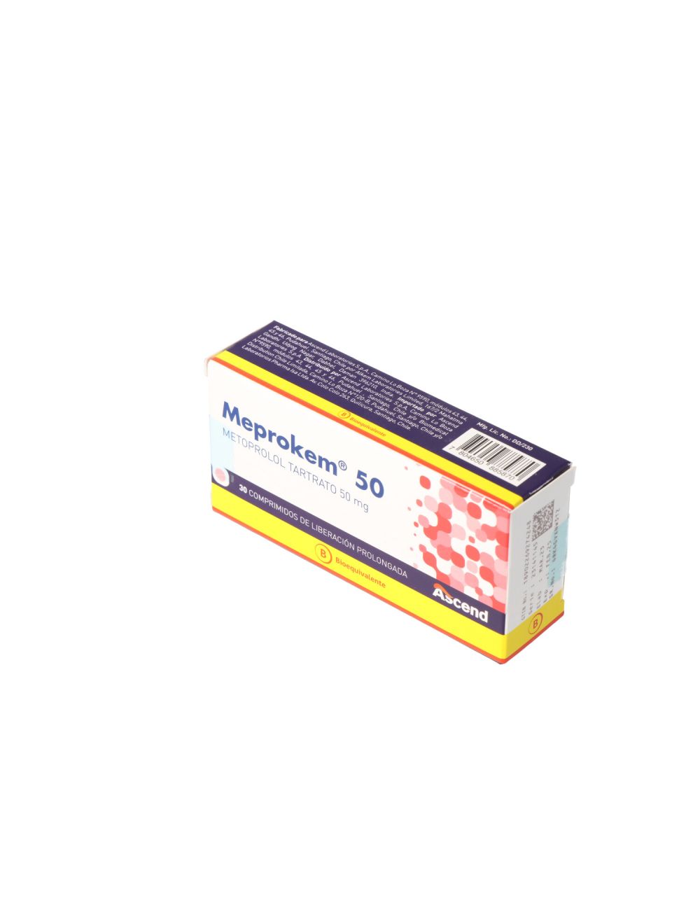 MEPROKEM METOPROLOL 50 MG POR 30 COMPRIMIDOS L.P BIOEQUIVALENTE CENABAST